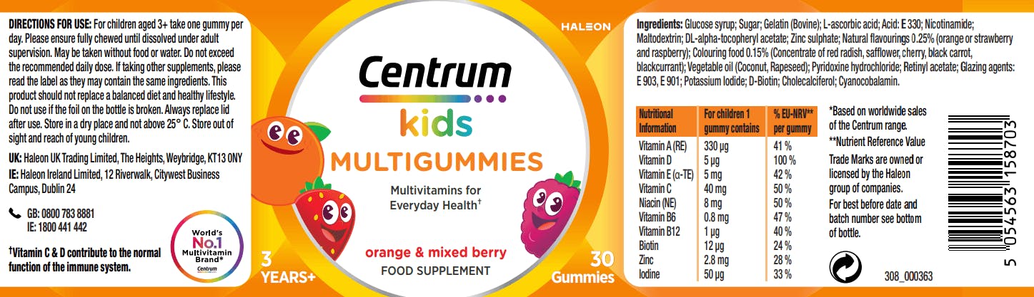 Centrum Kids Multivitamins Orange and Mixed Berry
